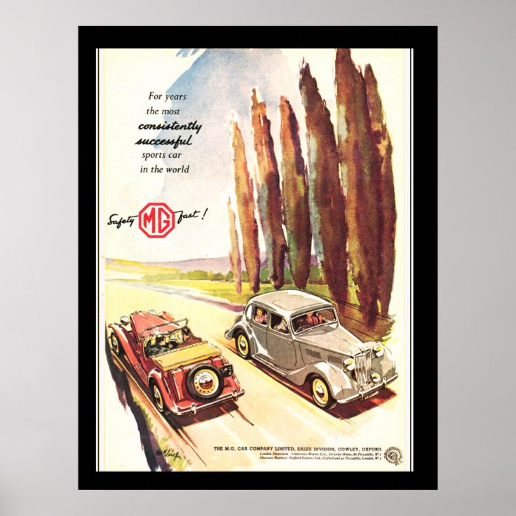 Vintage MG Cars Transport Poster print | Zazzle