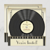 Vintage Microphone Vinyl Record Party Invitations | Zazzle