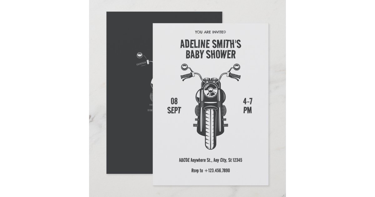 Vintage motorcycle icon baby shower invitation | Zazzle