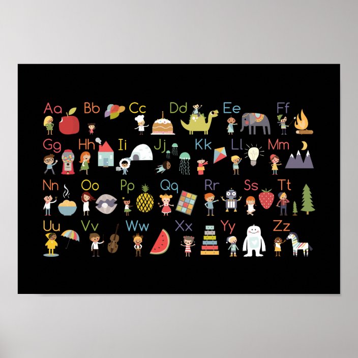 Vintage Multicultural Around the World Alphabet Poster | Zazzle.co.uk