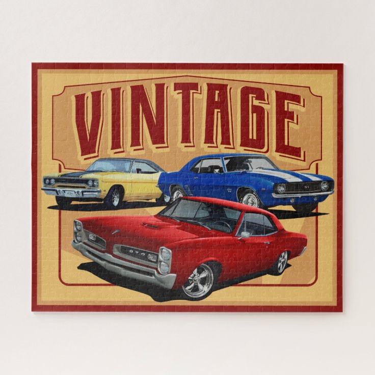 Vintage Muscle Cars Jigsaw Puzzle | Zazzle