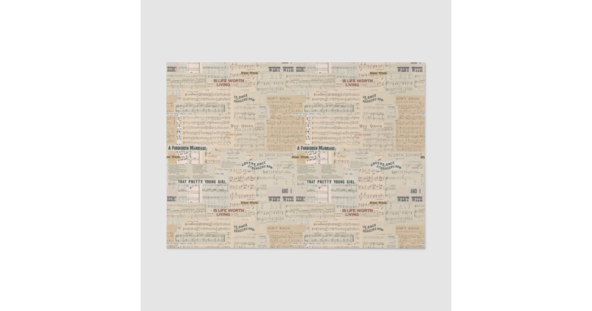 Vintage Music Collage Tissue Paper | Zazzle