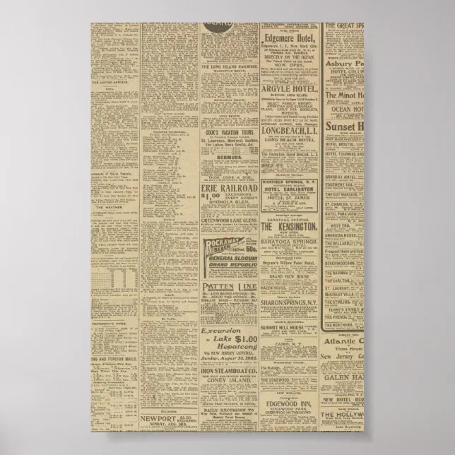 Vintage Newspaper Poster | Zazzle