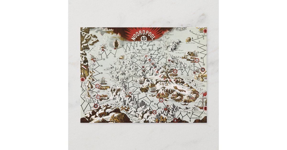 Vintage North Pole Old Antique Map World Postcard | Zazzle