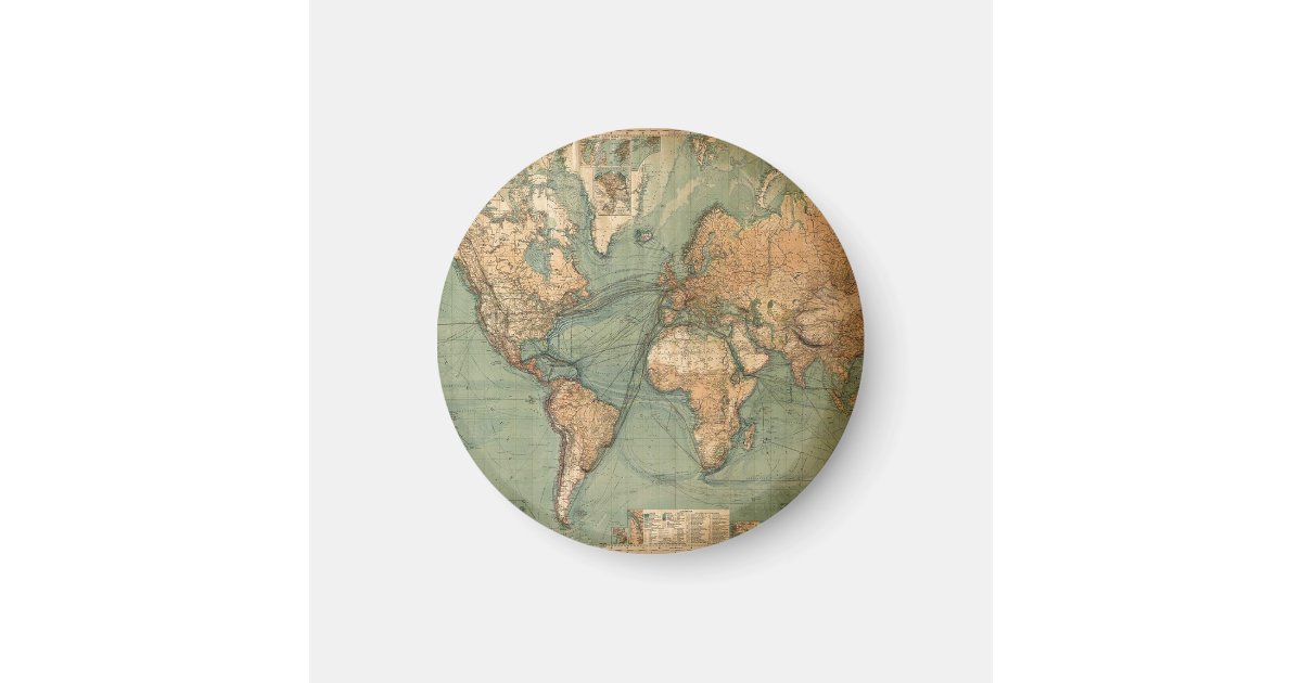 Vintage Old Antique World Map Magnet | Zazzle