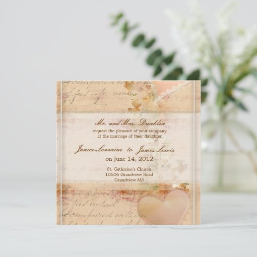 Vintage, old fashioned wedding invitation | Zazzle