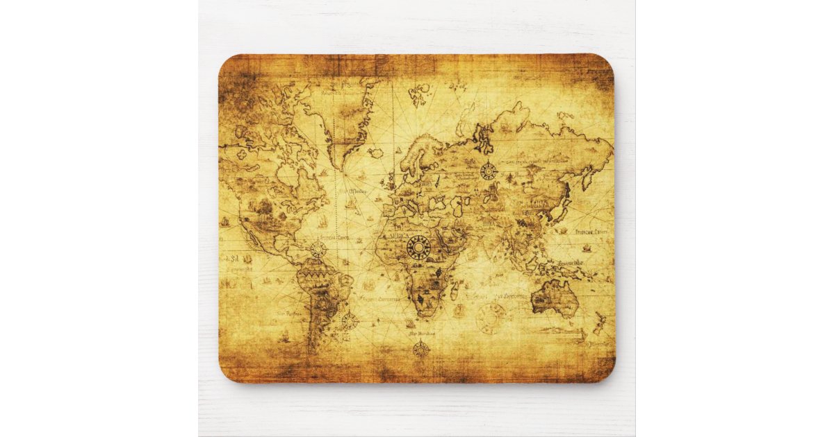 Vintage old world map mouse pad | Zazzle