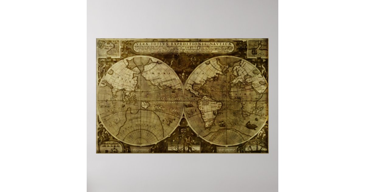 Vintage old world Map Poster | Zazzle
