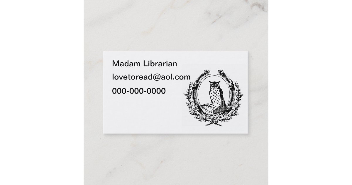 Vintage Owl and Book Bookplate Business Card | Zazzle