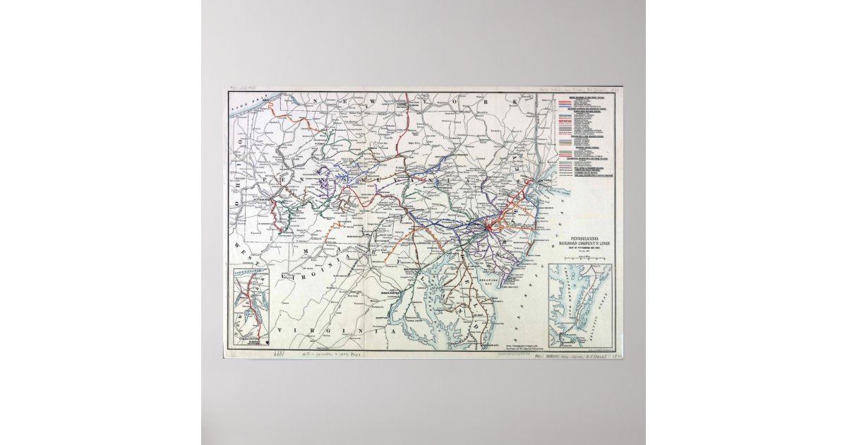 Vintage Pennsylvania Railroad Route Map Poster | Zazzle
