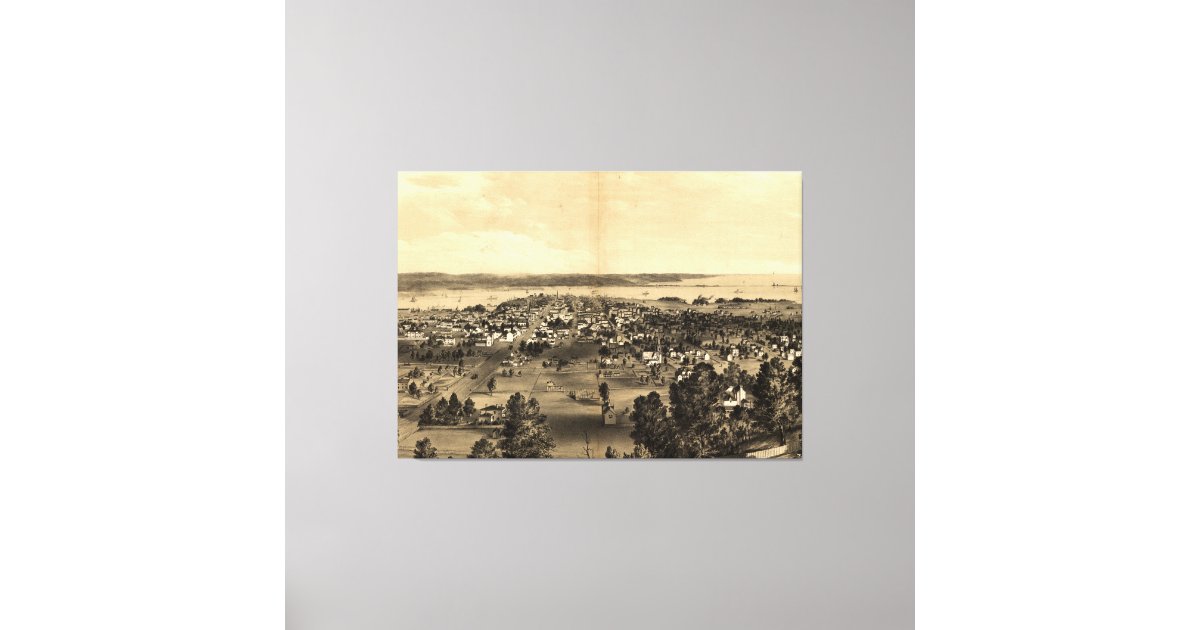 Vintage Pictorial Map of Hamilton Ontario (1859) Canvas Print | Zazzle