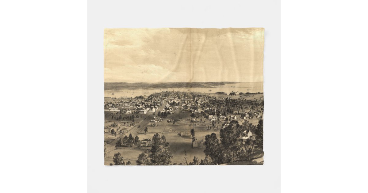 Vintage Pictorial Map of Hamilton Ontario (1859) Fleece Blanket | Zazzle