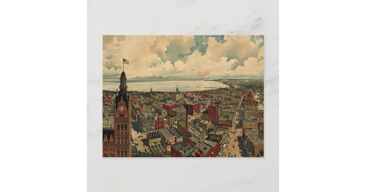 Vintage Pictorial Map of Milwaukee WI (1898) Postcard | Zazzle