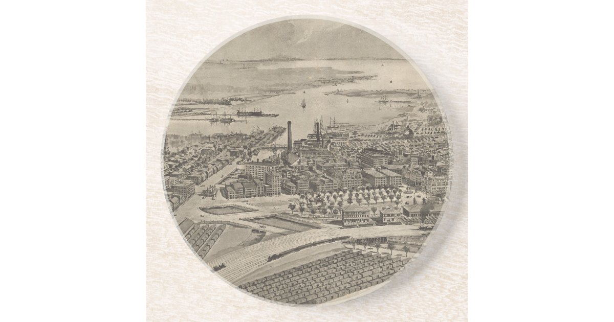 Vintage Pictorial Map of Providence RI (1896) Coaster | Zazzle