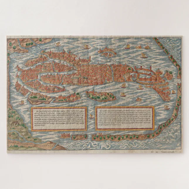 Vintage Pictorial Map of Venice Italy (1550) Jigsaw Puzzle | Zazzle