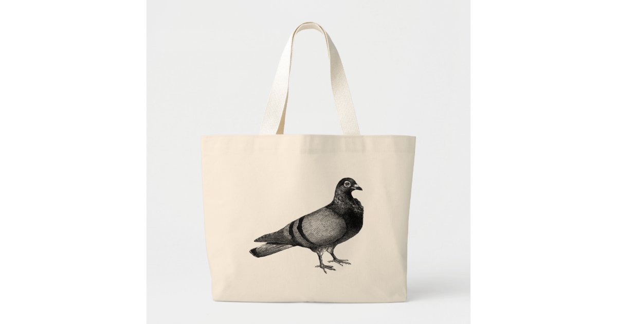 Vintage Pigeon gifts Large Tote Bag | Zazzle