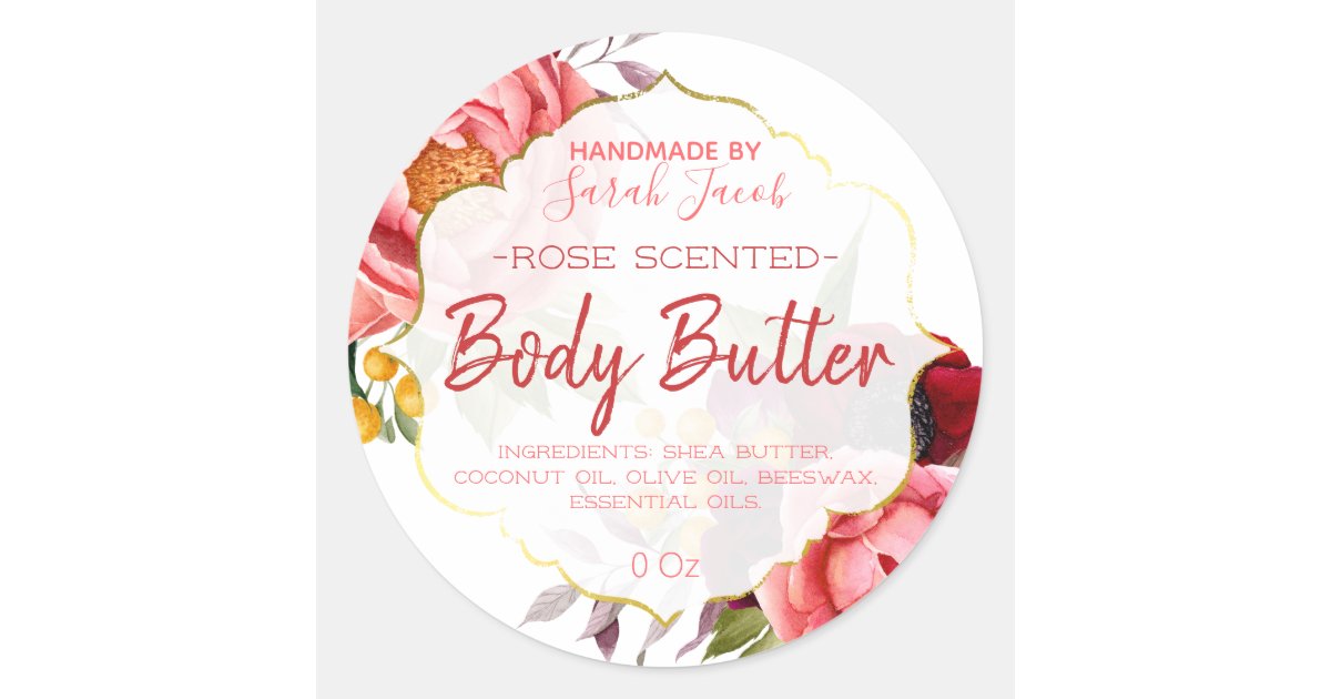 Vintage Pink And White Body Butter Labels | Zazzle
