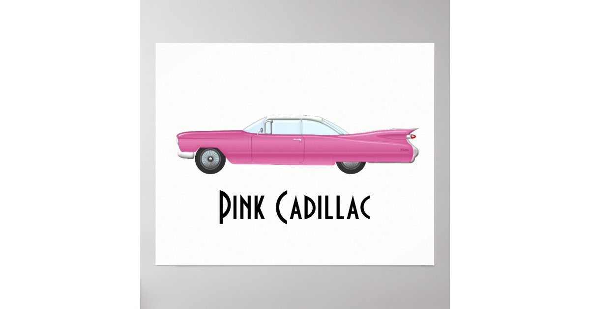 Vintage Pink Cadillac Poster | Zazzle