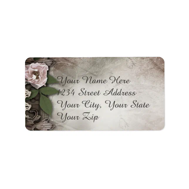 Vintage Pink Roses Wedding Address Label | Zazzle