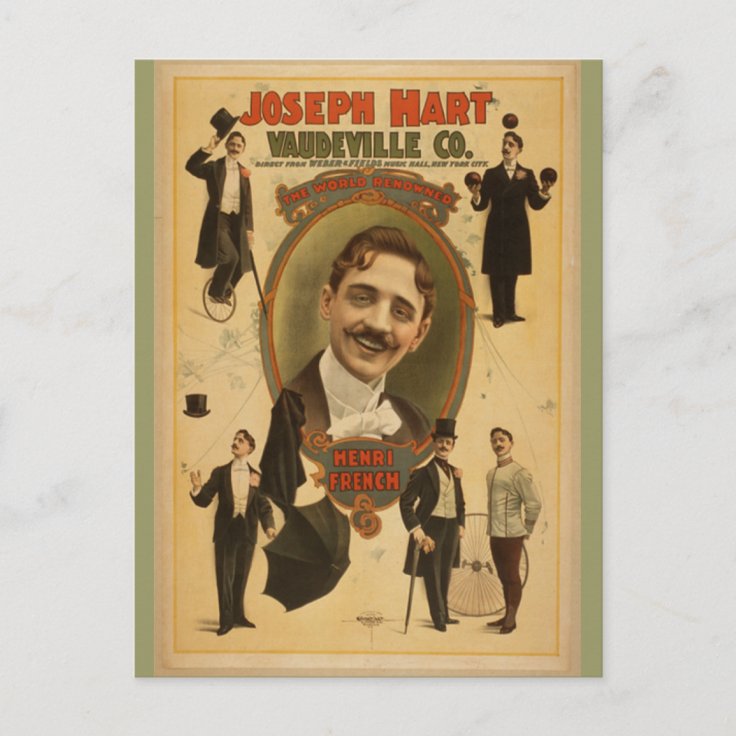 Vintage Poster - Joseph Hart Vaudeville Co - 1899 Postcard | Zazzle