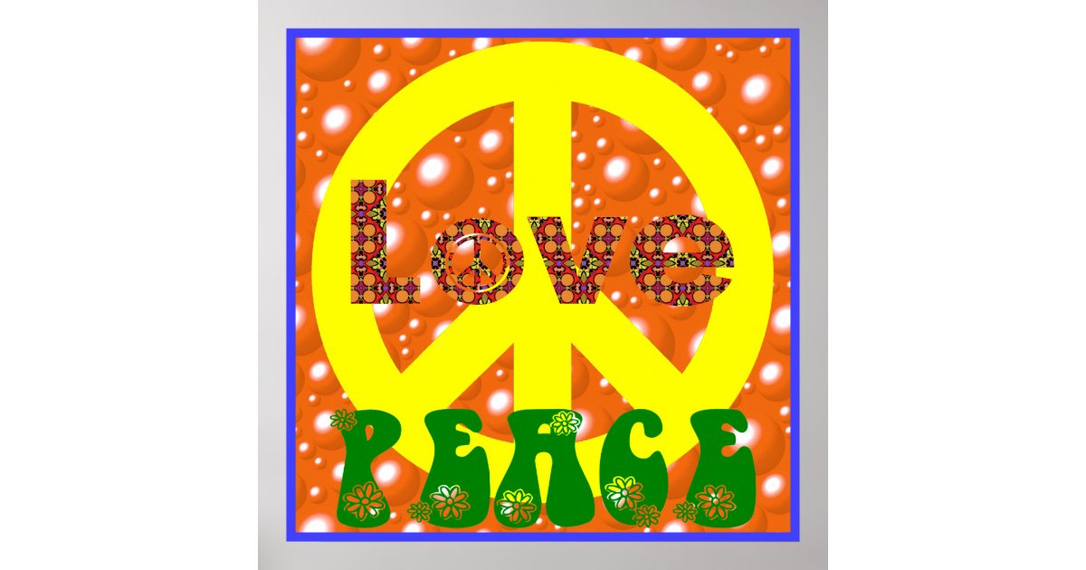 Vintage Poster Love Peace Hippie Peace Sign 60s 70 | Zazzle