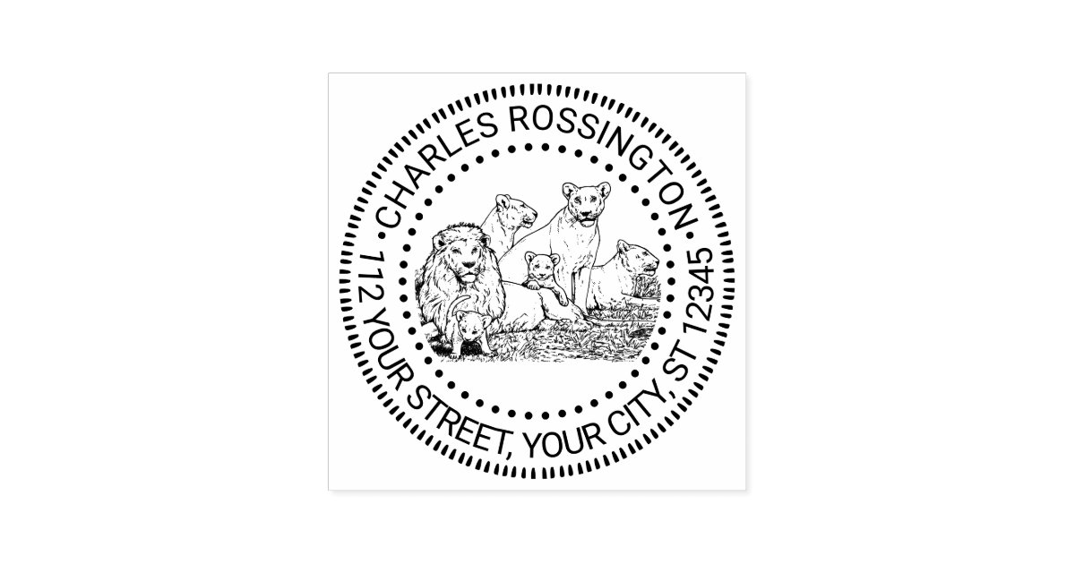Vintage Pride of Lions Drawing Name Return Address Self-inking Stamp ...