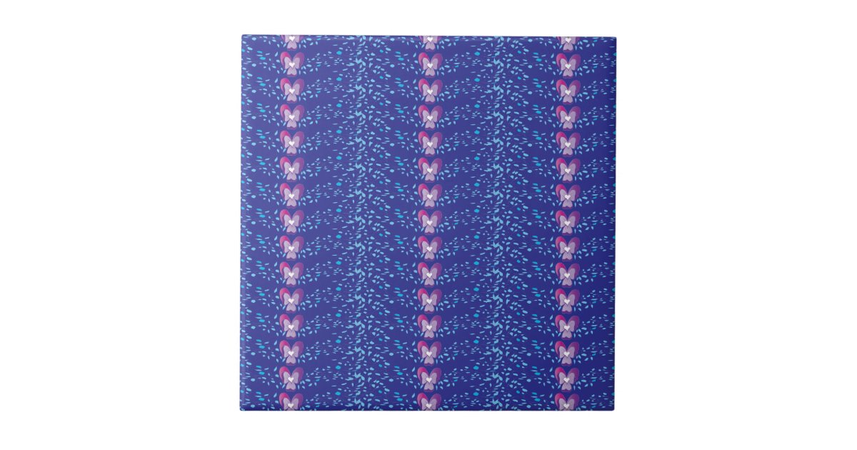 Vintage Purple Floral Violets wallpaper pattern Tile | Zazzle