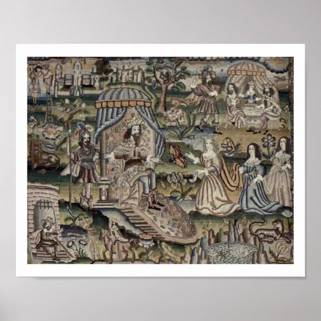 Vintage Queen Esther Tapestry Embroidery Purple Poster | Zazzle