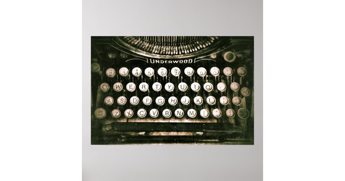 Vintage Qwerty Typewriter Rustic Keyboard Poster | Zazzle