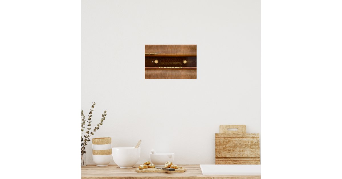 Vintage radio set retro music tuner panel texture poster | Zazzle
