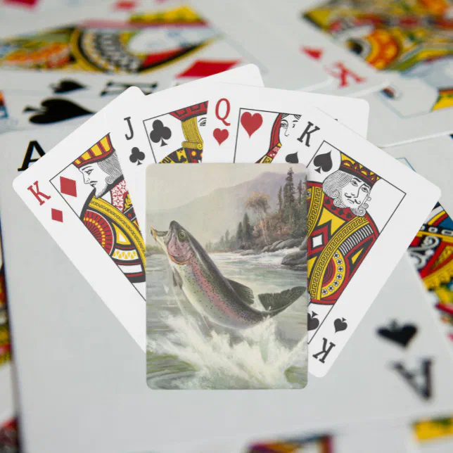 Vintage Rainbow Trout Fisherman Fishing for Fish Playing Cards | Zazzle
