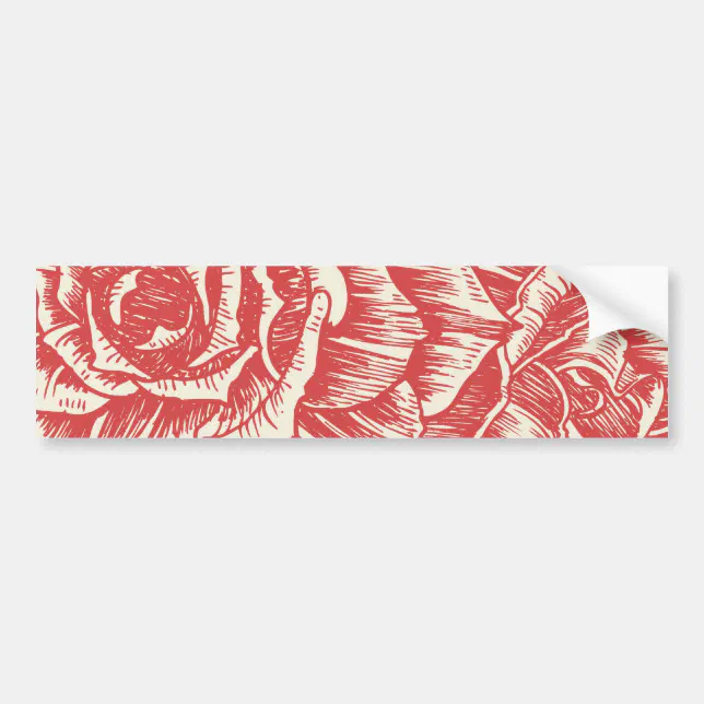 Vintage red roses custom bumper sticker | Zazzle