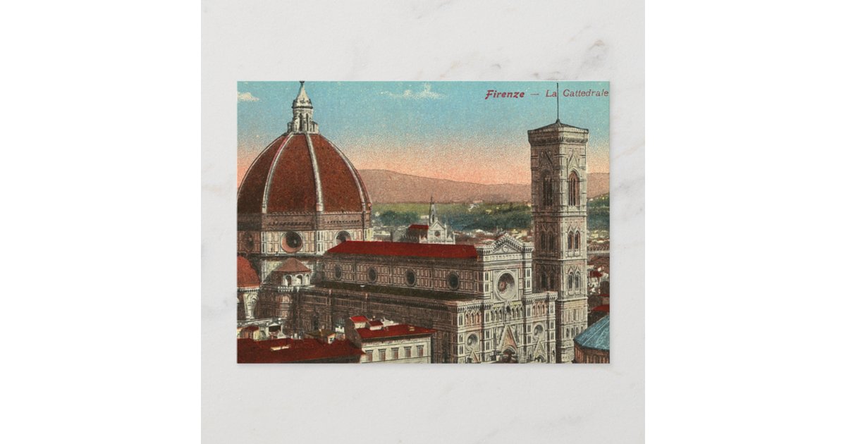 Vintage Retro Art Florence Italy Italia Cathedral Postcard | Zazzle