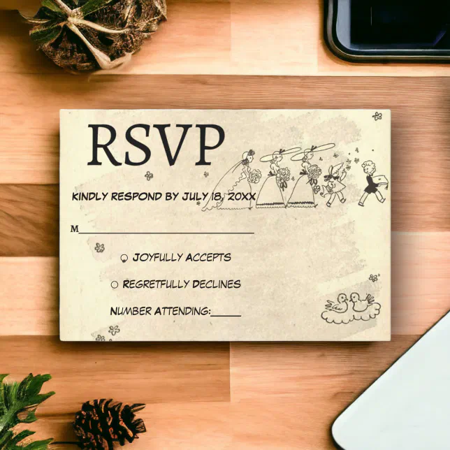 Vintage Retro Elegant Ceremony Old Rustic Wedding RSVP Card | Zazzle