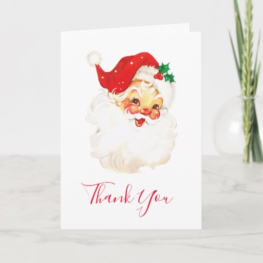 Vintage Retro Jolly Old Santa Claus Thank You Card | Zazzle.co.uk