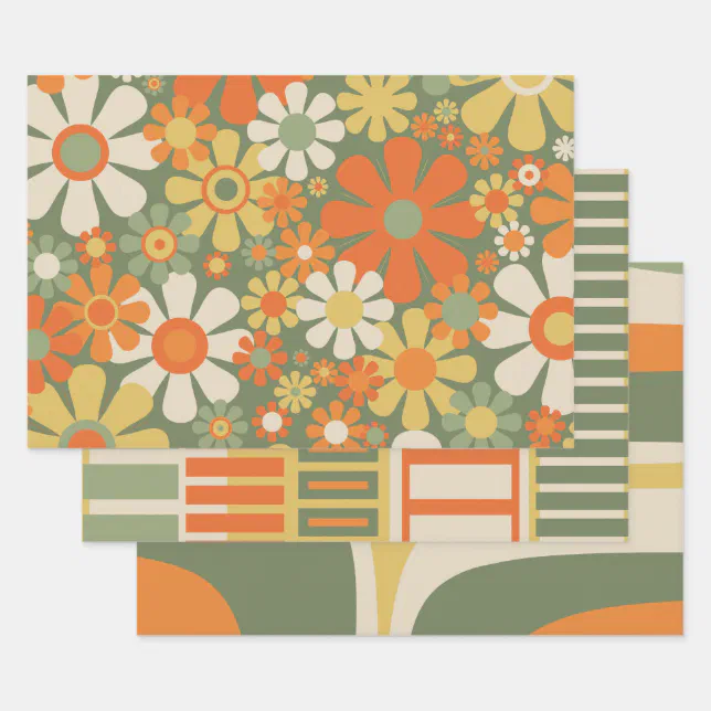 Vintage Retro Nostalgic Mix-and-Match Patterns Wrapping Paper Sheet ...
