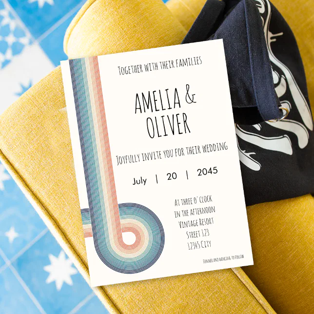 Vintage Retro Old Style 70s Wedding Invitation | Zazzle