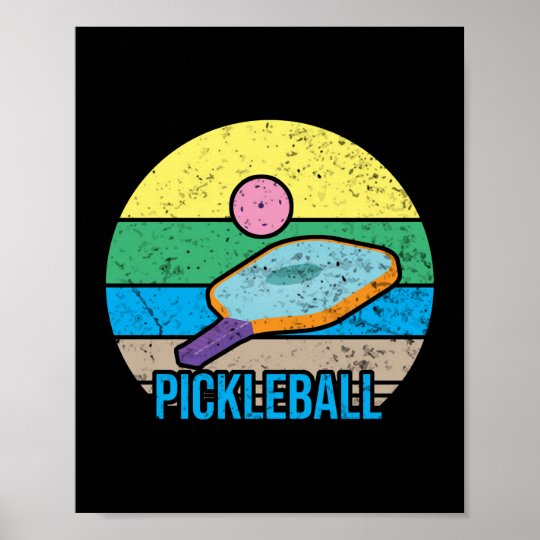 Vintage Retro Pickleball Sunset Poster | Zazzle.co.uk