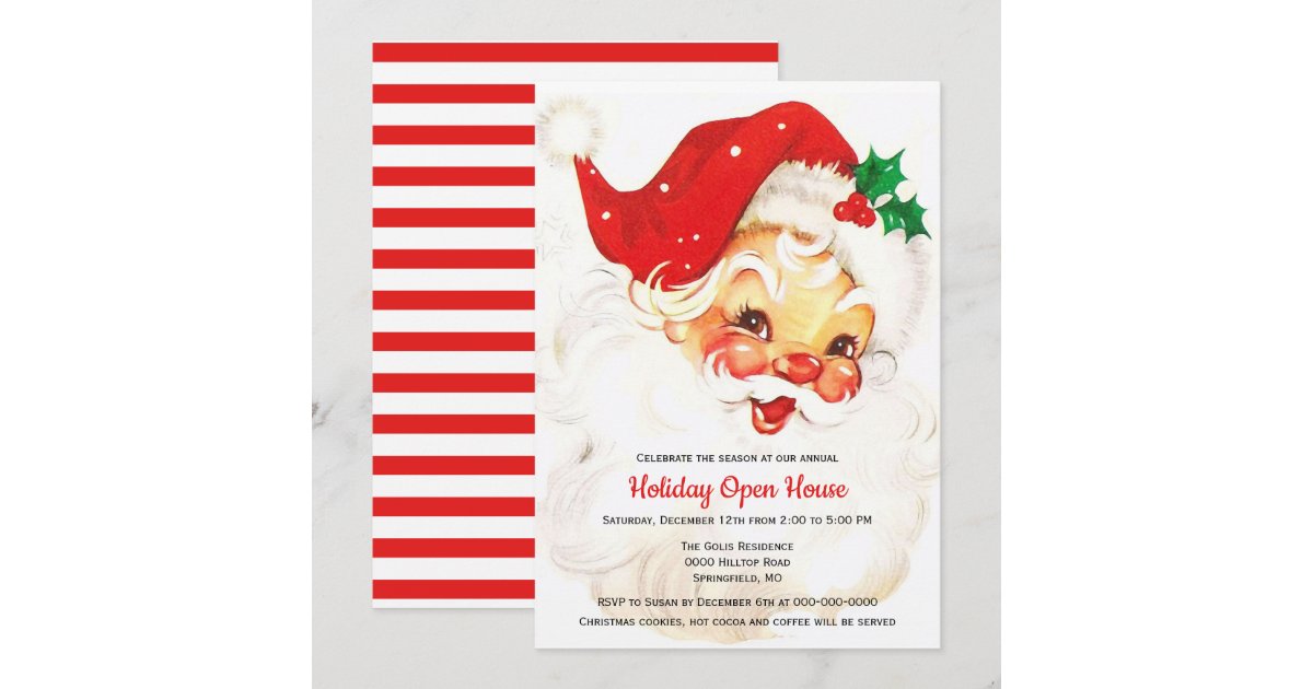Vintage Retro Santa Claus Christmas Invitation | Zazzle