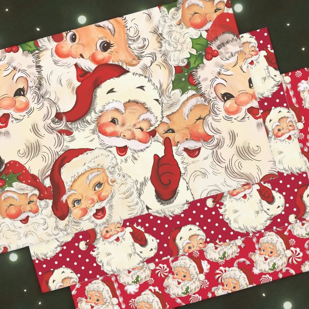 Vintage Santa Wrapping Paper | Zazzle UK