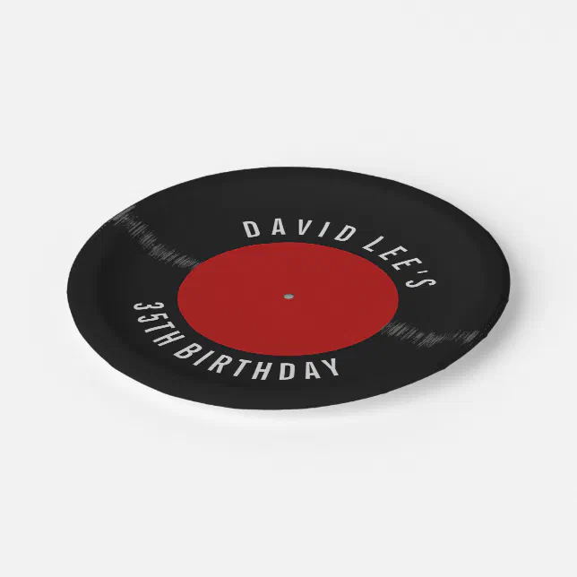 Vintage Retro Vinyl Record Personalised Party Paper Plate | Zazzle