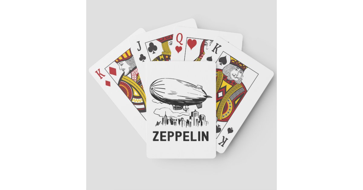 Vintage Retro Zeppelin - Dirigible Airship Sketch Playing Cards | Zazzle