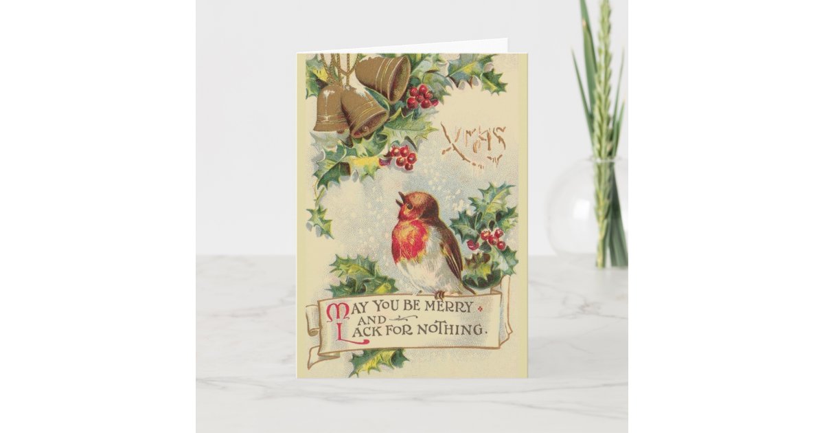 Vintage Robin Christmas Greeting Card | Zazzle