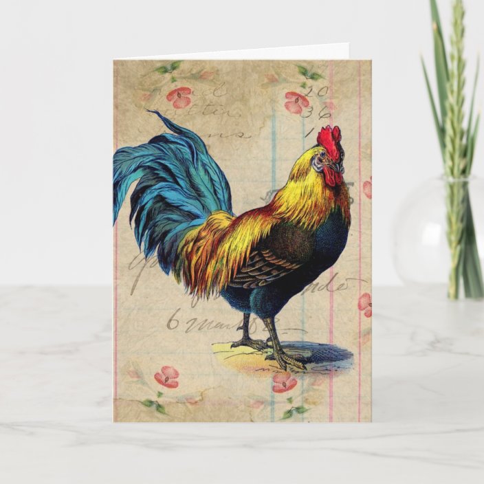 Vintage Rooster, Birthday Card | Zazzle.co.uk