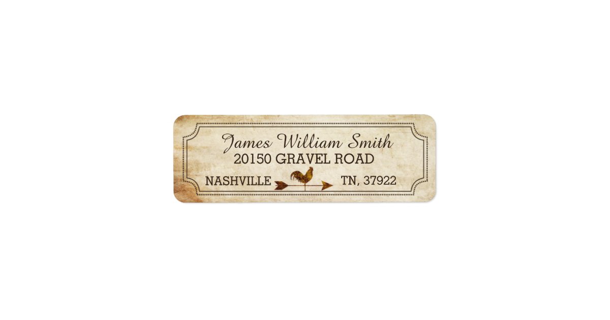 Vintage Rooster Weather Vane Rustic Wedding Label | Zazzle