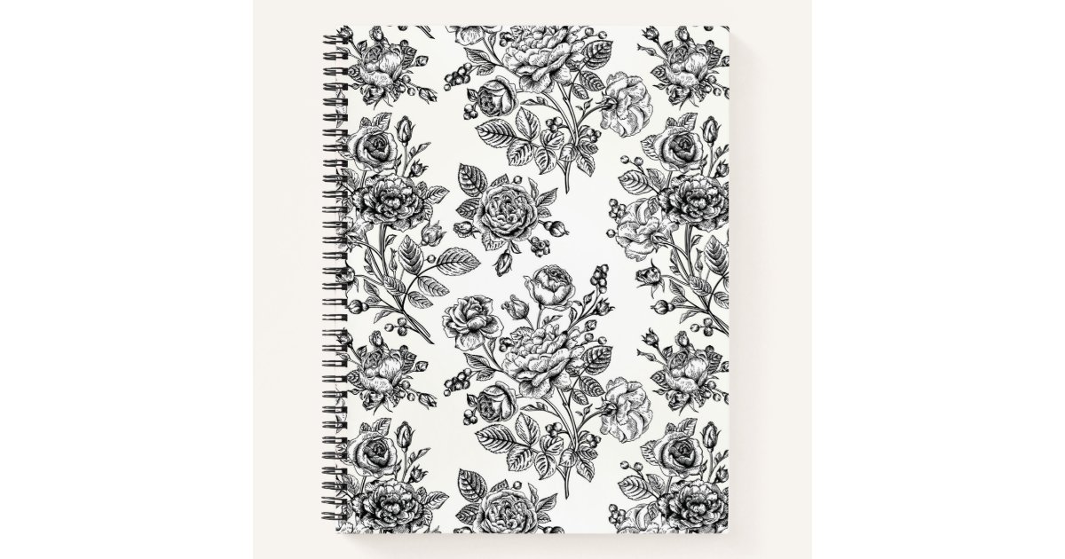 Vintage Rose Floral Pattern Notebook | Zazzle