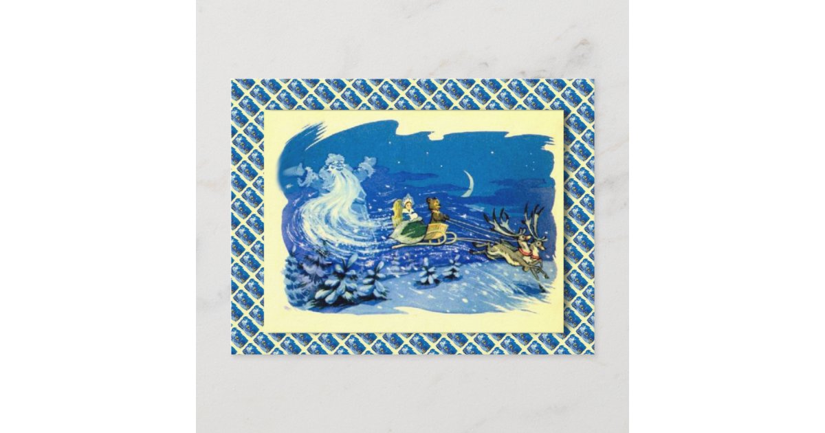 Vintage Russian Christmas, Phantom Santa Holiday Postcard | Zazzle