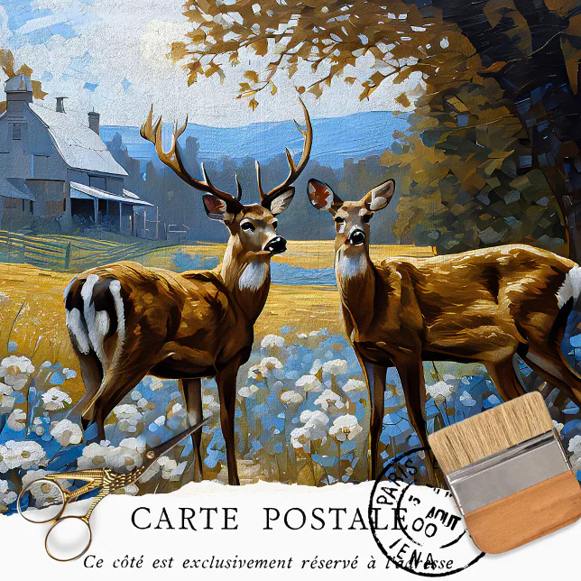 Vintage Rustic Deer Woodland Texture Decoupage Tissue Paper | Zazzle