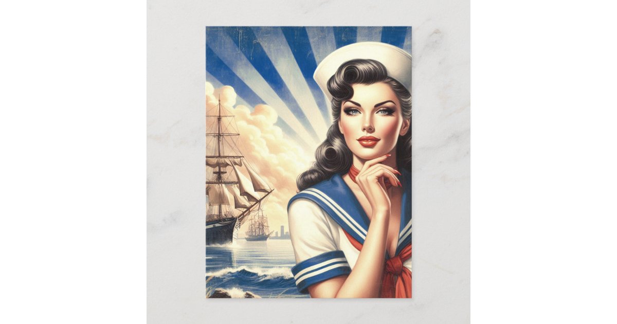 Vintage Sailor Pin Up Postcard Zazzle