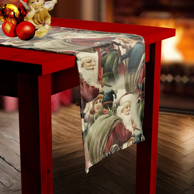 Vintage Santa Claus Christmas Table Runner | Zazzle